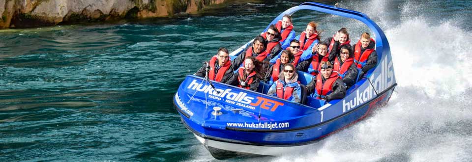 Lake Taupo Hukafalls Jet boat ride to the Mighty Huka Falls